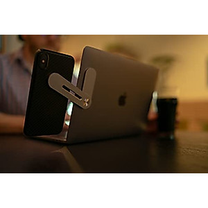 Magnetic Laptop Phone Holder | Side Mount Clip Stand Computer Monitor Expansion Bracket Slim Portable Foldable Smartphone Improve Office Efficiency, Silver
