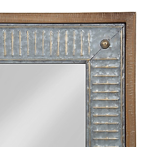 Kate and Laurel Deely Farmhouse Wall Mirror, 20 x 30, Rustic Brown and Silver, Rustic Wall Decor with Galvanized Metal Frame