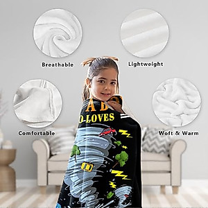 Just A Boy Who Loves Tornado Blanket Best Gifts Super Soft Premium Flannel Throw Blanket, Warm Plush Perfect for Sofa Bed Camping Blankets All Season Use (50" L X 40" W)
