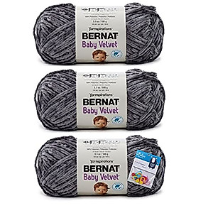 Bernat Baby Velvet Yarn - 3.5 Oz, Vapor Gray - 3 Pack Bundle with Bella's Crafts Stitch Markers
