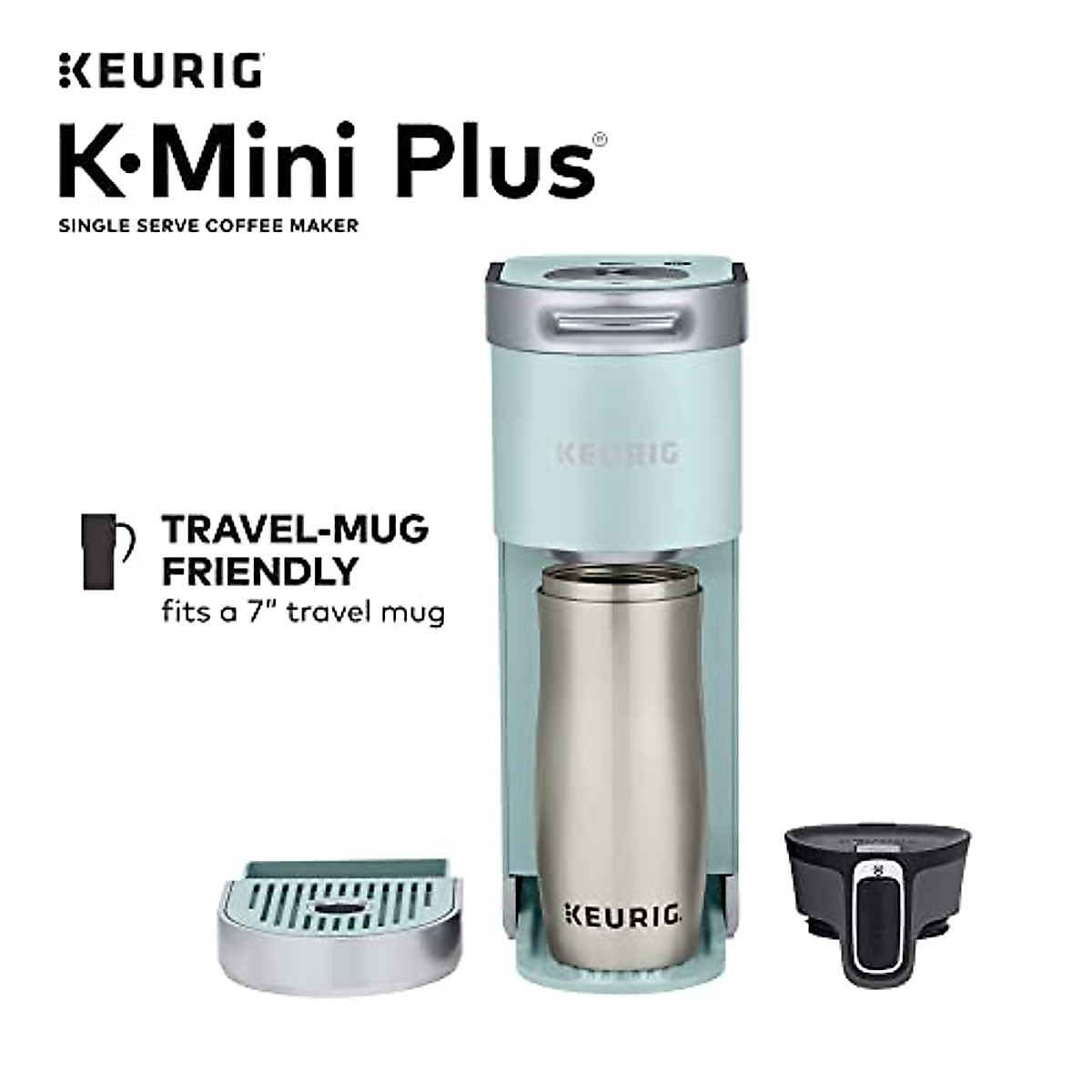 Keurig K-Mini Plus Coffee Maker, Single Serve K-Cup Pod Coffee Brewer, 6 to 12 oz. Brew Size, Stores up to 9 K-Cup Pods, Misty Green (Renewed)