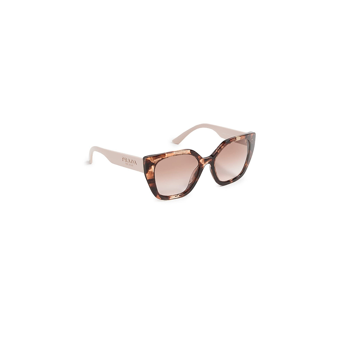 Prada Women's Oversized Angled Cat Eye Sunglasses, Caramel Tortoise/Brown Gradien, One Size
