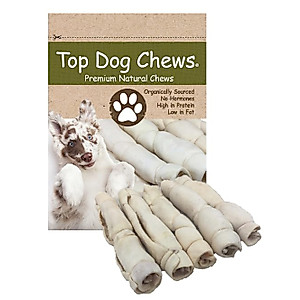 Top Dog Chews – 9” – 11” Beef Cheek Rolls, 5 Pack, Long Lasting Dog Bones for Aggressive Chewers, Rawhide Free Dog Treats (10 Inch (Pack of 5), Roasted)