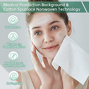 ICOTTON 2 in 1 Disposable Face Towel-100%Cotton Clean Towels for Daytime and Nighttime Use, Large Size Biodegradable Facial Cleansing Towelette Single Use Face Towel for Sensitive Skin Makeup Removing