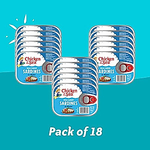 Chicken of the Sea Sardines in Water, Wild Caught, 3.75 oz. Can (Pack of 18)