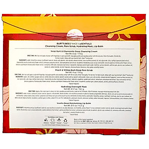 Burt's Bees Face Essentials 4pc. Fall Gift Set - Deep Cleansing Cream, Deep Pore Scrub, Hydrating Overnight Mask & Vanilla Bean Lip Balm