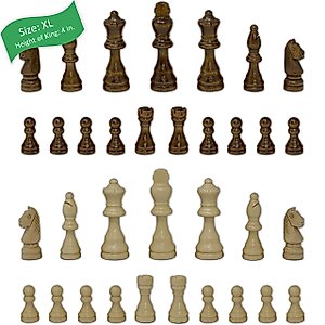 GrowUpSmart Staunton Chess Pieces with Extra Queens | Size: XLarge - King Height: 4 inches | Wood