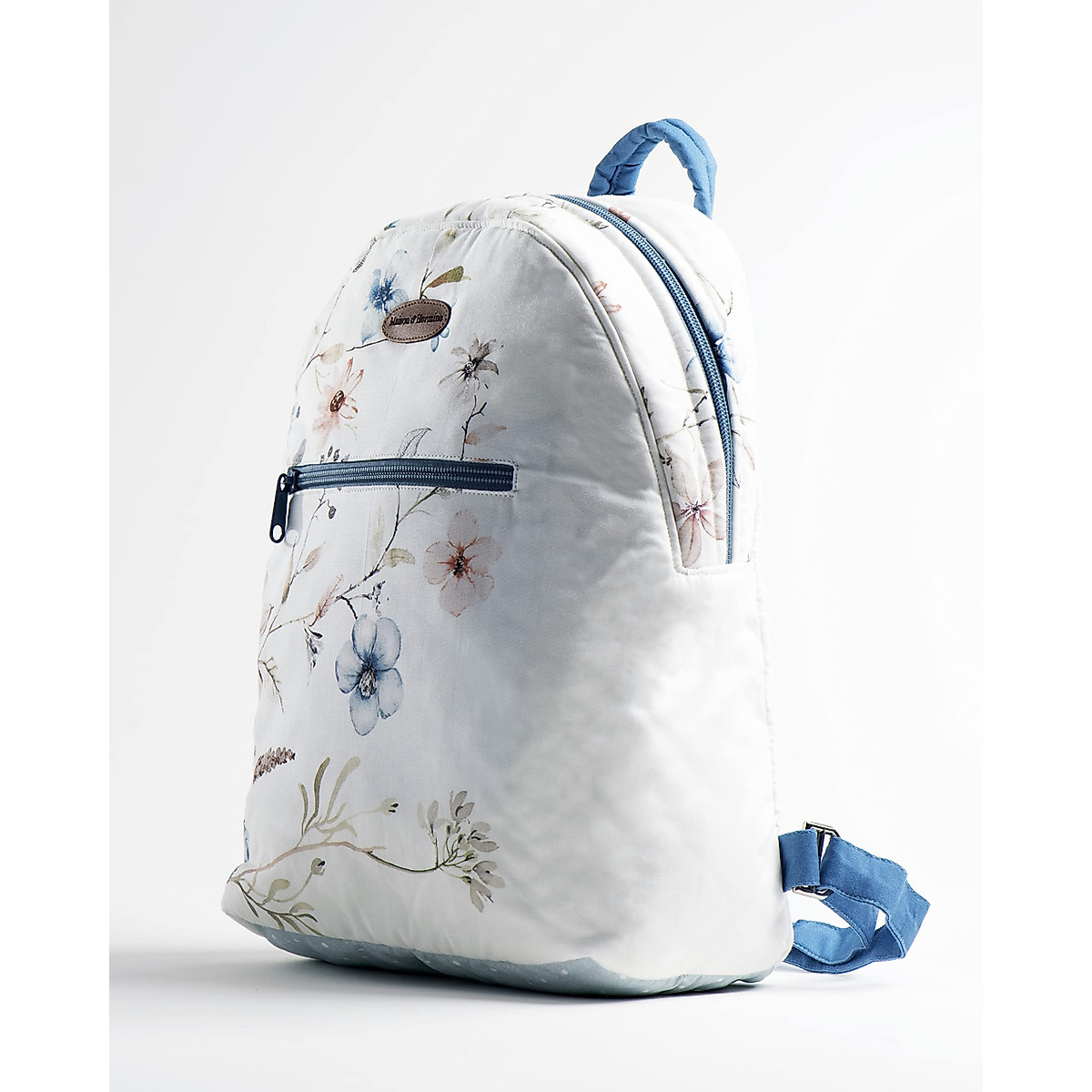 Maison d' Hermine Backpack Cotton Shoulder Backpack with Small Pouch Lightweight Bag for Travel Work Beach Perfect for Women & Men (Ice Florals)