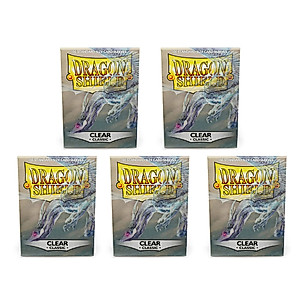 5 Packs Dragon Shield Classic Clear Standard Size 100 ct Card Sleeves Value Bundle!