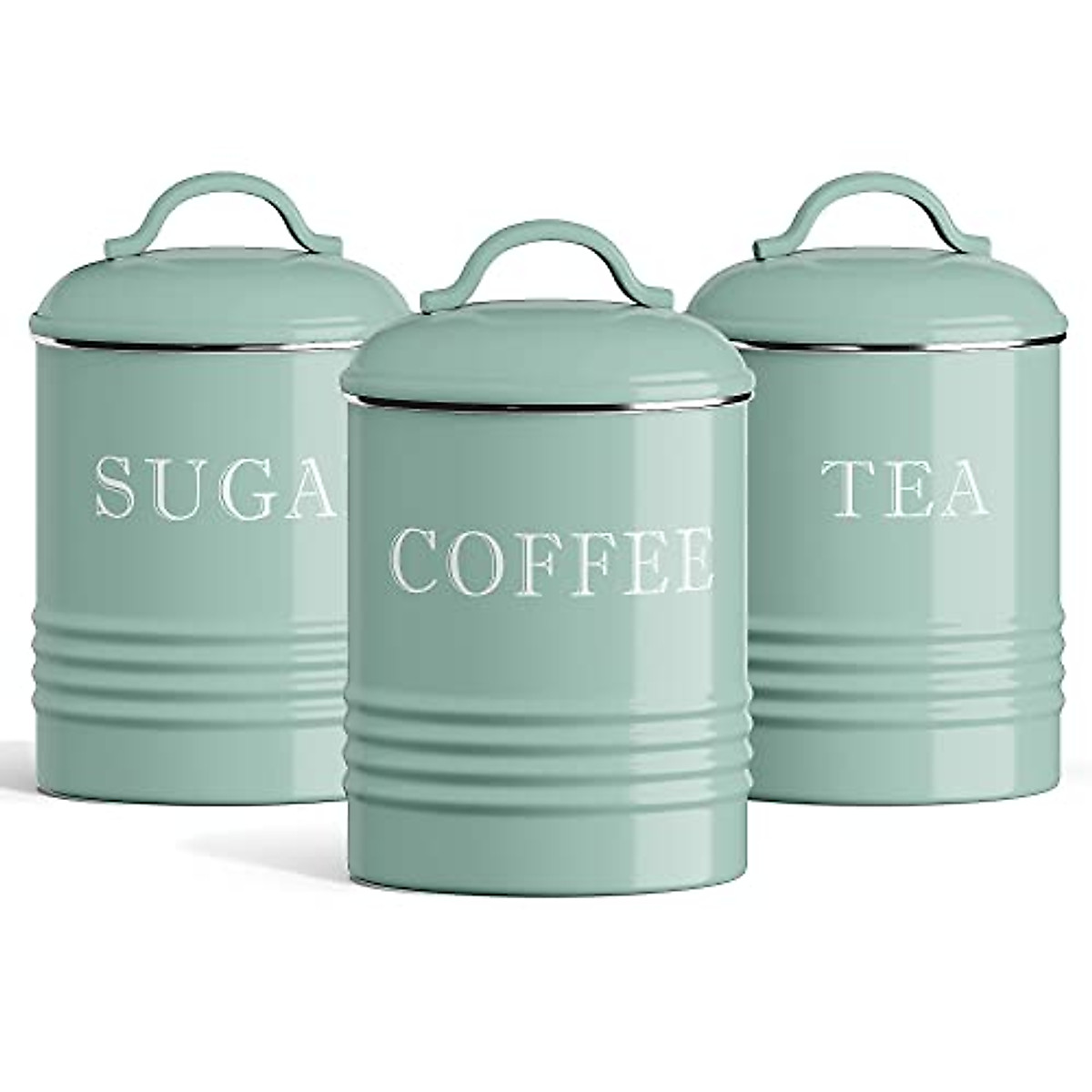 Vintage Farmhouse Canister Set Mint Metal Kitchen Decor | Barnyard Designs