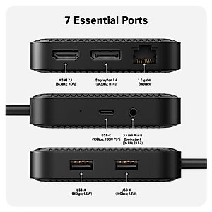 HyperDrive Dual Monitor USB4 Mobile 7-in-1 Docking Station - Dual 4K60Hz, Upstream Port w/ 85W PD, Gigabit Ethernet, Laptop Docking Station w/ 10Gbps USB-A