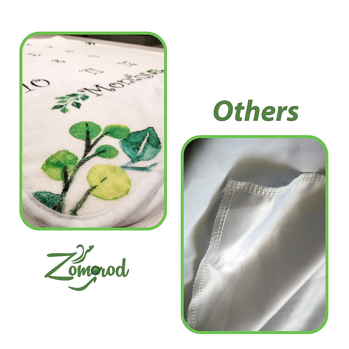 Zomorod Baby Monthly Milestone Blanket | Unisex | Double Side | PhotoBackdrop & Daily use | 40 x 60 | Ultra Soft & Thick Flannel Fleece 300gsm Set | Wreath Included + Free Bonus