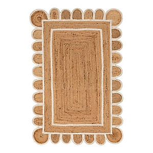 PATEL EXPORTS 4x6, 5x8, 6x9 Natural Jute Scalloped Rug, Bohemian Scallop Rug, Boho Decor Rug, Area Rug, Handwoven Jute Rug, Custom Rug, Decorative Rug (2x3 Scalloped Rug)