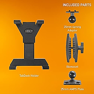 iBOLT TabDock Bizmount AMPs - Heavy Duty Drill Base Mount for All 7" - 10" Tablets (iPad, Samsung Tab) Great for Commercial Vehicles, Trucks, and Wall Mounting- Features 1 inch / 25mm Ball Joint