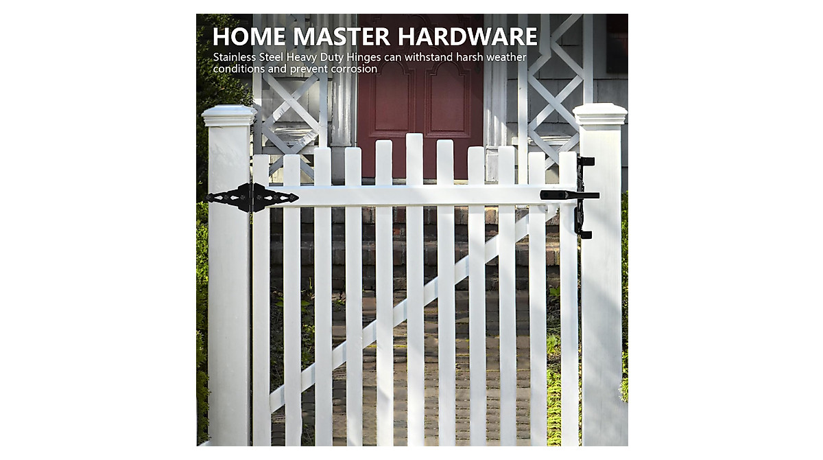 Heavy-Duty Gate Hinges - 8 Inch Steel, Black (6 Pack)