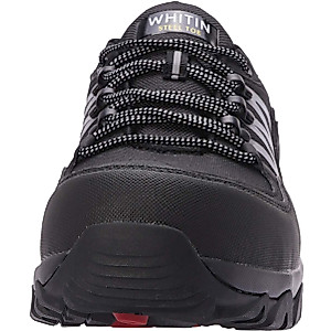 WHITIN Men's Steel Toe Safety Work Shoes Slip Resistant Industrial & Construction Boots for Male Size 13 zapatos de trabajo para hombres tenis con punta de acero para hombre trabajo construccion Black