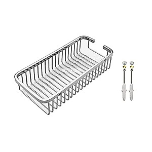 VIBORG Deluxe Solid Thick SUS304 Stainless Steel Wire Wall Mounted Single Tier Bathroom Rectangular Shower Basket Bath Caddy Shelf Organizer Storage Holder for Shampoo Conditioner Polished mirror-like