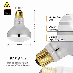 100W Reptile Heat Lamp Full Spectrum UVA Basking Spot Lamp Soft White Light Sun Lamp for Reptile and Amphibians,Tortoise Lizard,Bearded Dragon,Snake,2 Pack