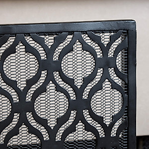 Christopher Knight Home Elmer Single Panel Iron Fireplace Screen, Black