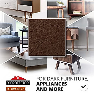 24 Heavy-Duty Felt Furniture Pads 1” 1/4” Thick X-Protector! Square Felt Pads for Furniture Feet - The Best Felt Floor Protectors for Furniture to Prevent Scratches. Protect Your Hard Floor! (Brown)