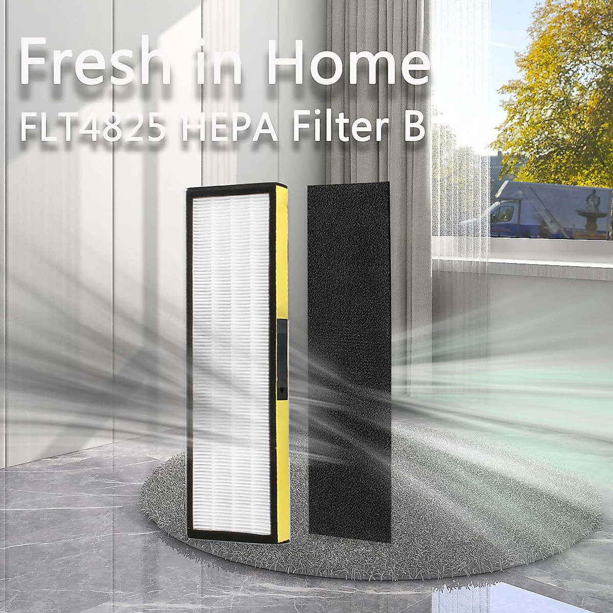 FFsign 4 Pack Replacement FLT4825 Filter B with 8 Pack Carbon Pre-Filters Compatible with Guardian AC4825, AC4300BPTCA, AC4900CA, AC4825DLX, AC4850PT, CDAP4500BCA, CDAP4500WCA