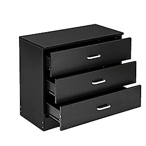 FFNUM Bedside Table Wood Simple 3-Drawer Dresser Night Stand Side Table for Living Room Bedroom（White, Black） Night Stand (Color : Black)