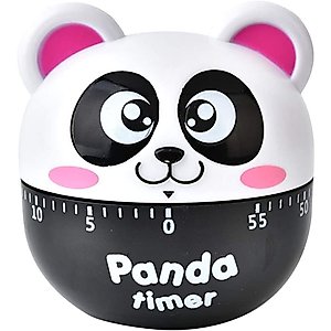 Cartoon Timer Cute Mechanical Timer Alarm for Home and Kitchen, Cooking, Baking, 60 Minutes,2.7inch (Panda)