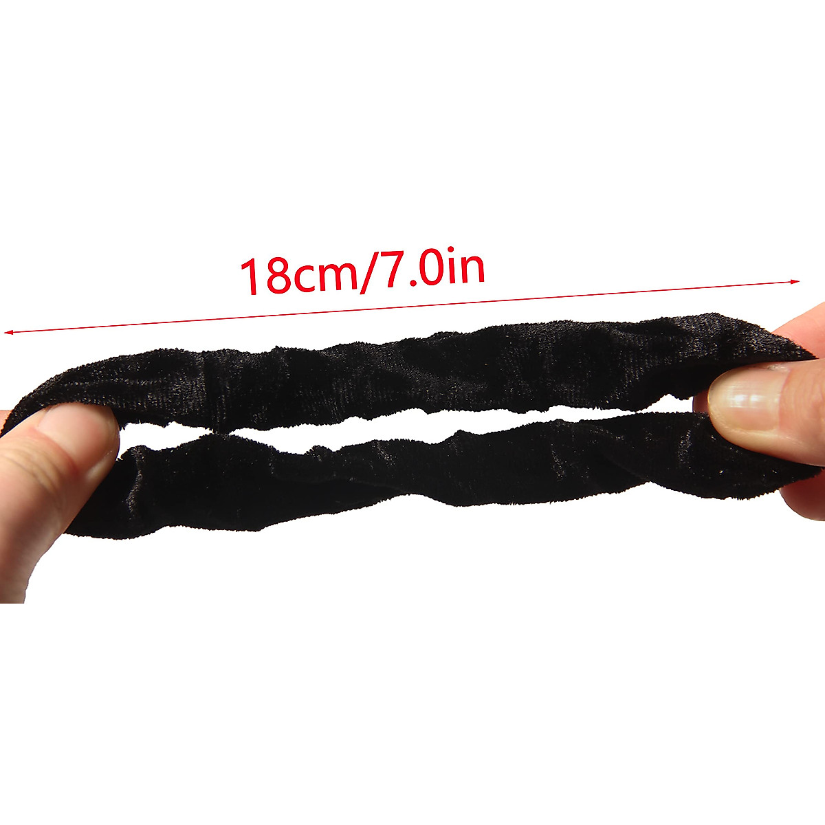 Pack of 10 Small Velvet Scrunchies for Women Hair Accessories, Mini Thin Elastic Hair Ties (Black)