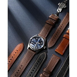 REZERO Leather Watch Bands, Handmade Watch Straps, Italian Top Grain Soft Leather Watch Bands Replacement, Vegetable-Tanned & Oil-Waxed Watch Bracelets 18/19/20/21/22/23/24/26mm for Men, Women