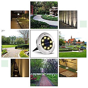 INCX Solar Ground Lights, 8 LED Garden Lights Solar Powered,Disk Lights Waterproof In-Ground Outdoor Landscape Lighting for Patio Pathway Lawn Yard Deck Driveway Walkway,Warm White 12 Packs