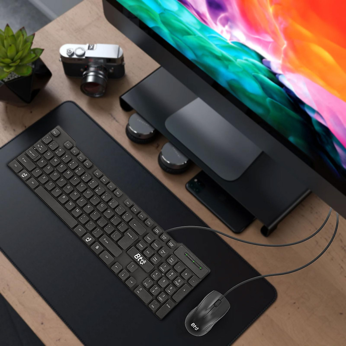 BTO USB Wired Keyboard, 104 Keys with Numeric Pad, Anti Spill and Dust Proof, Slim and Flexible Design, Compatible with Laptop Notebooks, Desktops PCs, Tablets, Towers, Windows 7, 8, 10, 11