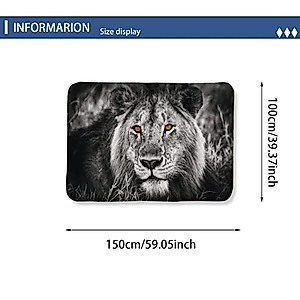XYHH Area Rug Black and White Gray Lion Head for Living Room Dining Room Bedroom playroom Parent-Child Game mat Study Office Room Decor lz Gray,white 39x60in