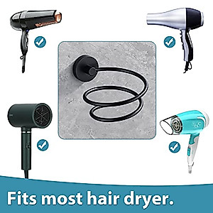 Hair Dryer Holder YUESIMATE Hairdryer Hanging Rack Blower Dryer Holder Bathroom or Bedroom Hair Dryer Organizer Wall Mounted Stainless Steel, 4.33 Inches, Matte Black