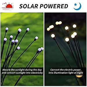 BOBOBOX Super Bright Solar Powered Firefly Lights, Starburst Swaying Lights Vibrant Solar Garden Lights, Firefly Outdoor Waterproof Lights for Yard Patio Landscape Decoration, Warm White (8 LED-2pack)