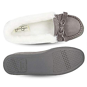 Jessica Simpson Womens Micro Suede Moccasin Indoor Outdoor Slipper Shoe,Grey,Medium