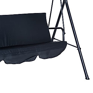 Outsunny 3-Seat Outdoor Patio Swing Chair with Removable Cushion, Steel Frame Stand and Adjustable Tilt Canopy for Patio, Garden, Poolside, Balcony, Backyard, Black
