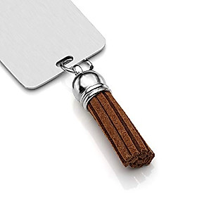 JOVIVI Personalized Metal Bookmarks, Custom Message Stainless Steel Rectangle Tag with Brown Tassel for Book Lover Kids Office School Reading