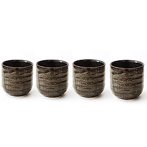 Lxuwbd Japanese style ceramic tea set, tea cup, coffee cup, yerba mate set, Ceramic mate cup set of 4 (Brown grey)