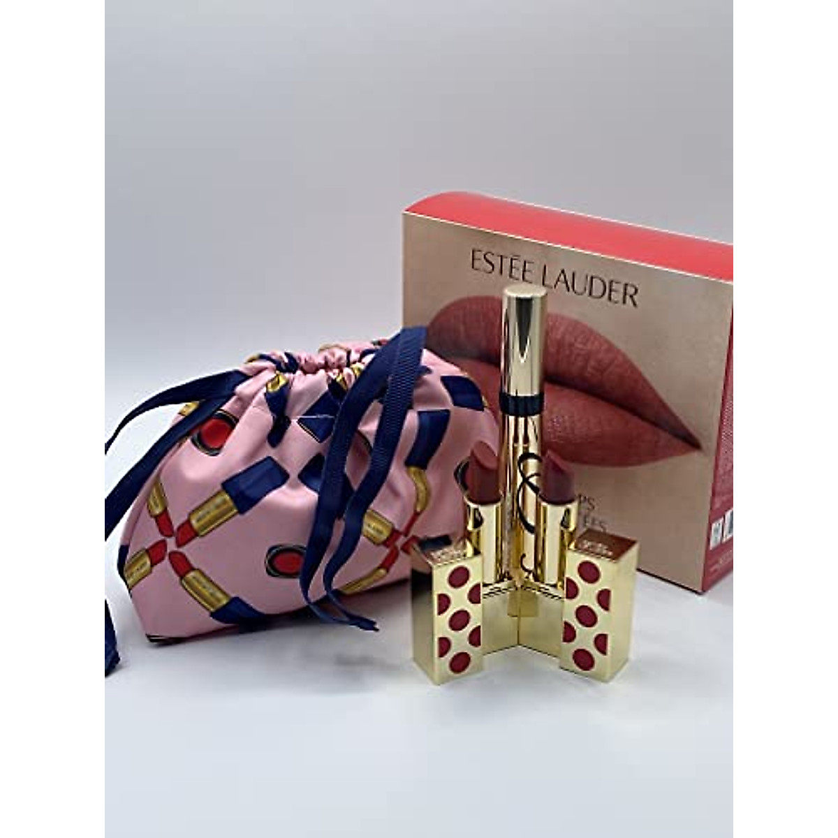 Estee Lauder for Sculpted Lips Lipsticks, Mascara 2022 Gift Set 3 Full Sizes 420 Rebellious Rose, 333 Persuasive, Sumptuous Extreme