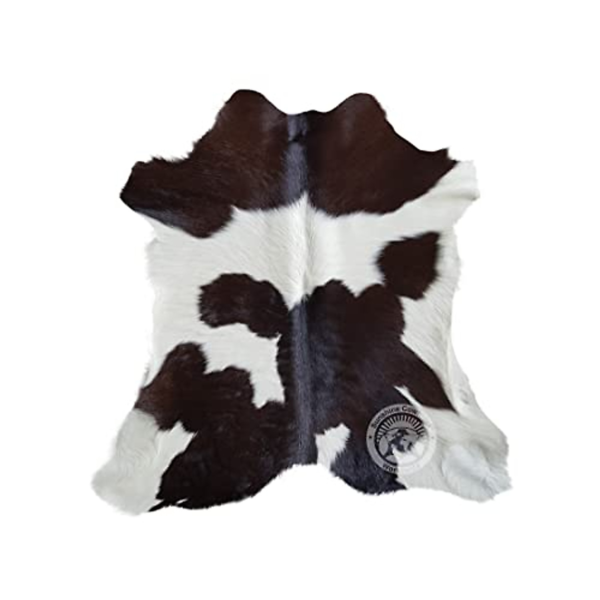 Genuine Calfskin Chocolate Dark Brown and White Calf Hide Cow Skin Cowhide Rug Leather Area Rug 3 x 3 ft.