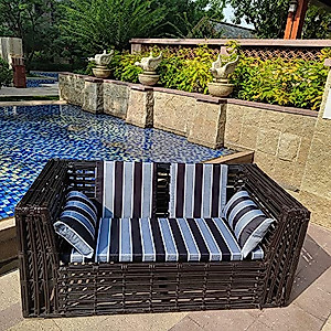 Outdoor Patio Cushions17"X 17"black White grey stripes Waterproof Garden Lawn Patio Furniture Chair Cushions Set of 4 thicken High Density Sponge Filling for Patio Outdoor Furniture decorative cushion