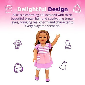 Playtime by Eimmie 18 Inch Allie Doll with Carrying Case, Doll Accessories, Doll Pajamas, Doll Slippers, Doll Clothes, 18-Inch Doll