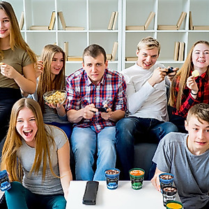 Tanlade 50 Pieces 16 oz Video Game Plastic Cups Video Game Party Favors for Kids Game Birthday Party Supplies Plastic Drinking Cups Video Game Party Decorations (Blue)