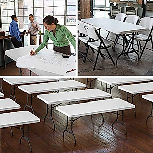Lifetime 42901 Folding Utility Table, 6 Feet, White, Pack of 4