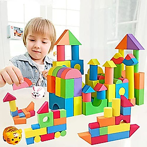 QIDIWIN EVA Foam Softie-Blocks for Kids Building Toys, Ideal Construction Blocks Toys for Toddlers, 46 Pieces in Different Shapes and Sizes