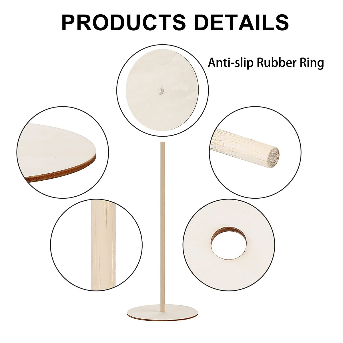 Ponpon 4pcs Wood Donut Stands Bagels Display Holder Reusable Doughnut Dessert Stand for Wedding Birthday Treat Parties