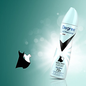 Degree Ultra Clear Antiperspirant Deodorant Dry Spray Anti White Marks and Yellow Stains Black+White Deodorant for Women 3.8 Ounce (Pack of 3)