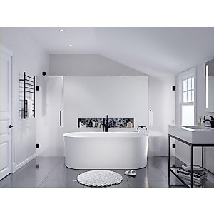 ANZZI 67" Freestanding Jetted Bathtub - White Acrylic Air Jetted Free standing Bath tub - Jerico Series Soaking Tub, Drain and Overflow, Light Up Control Pad - Luxury Spa Experience at Home