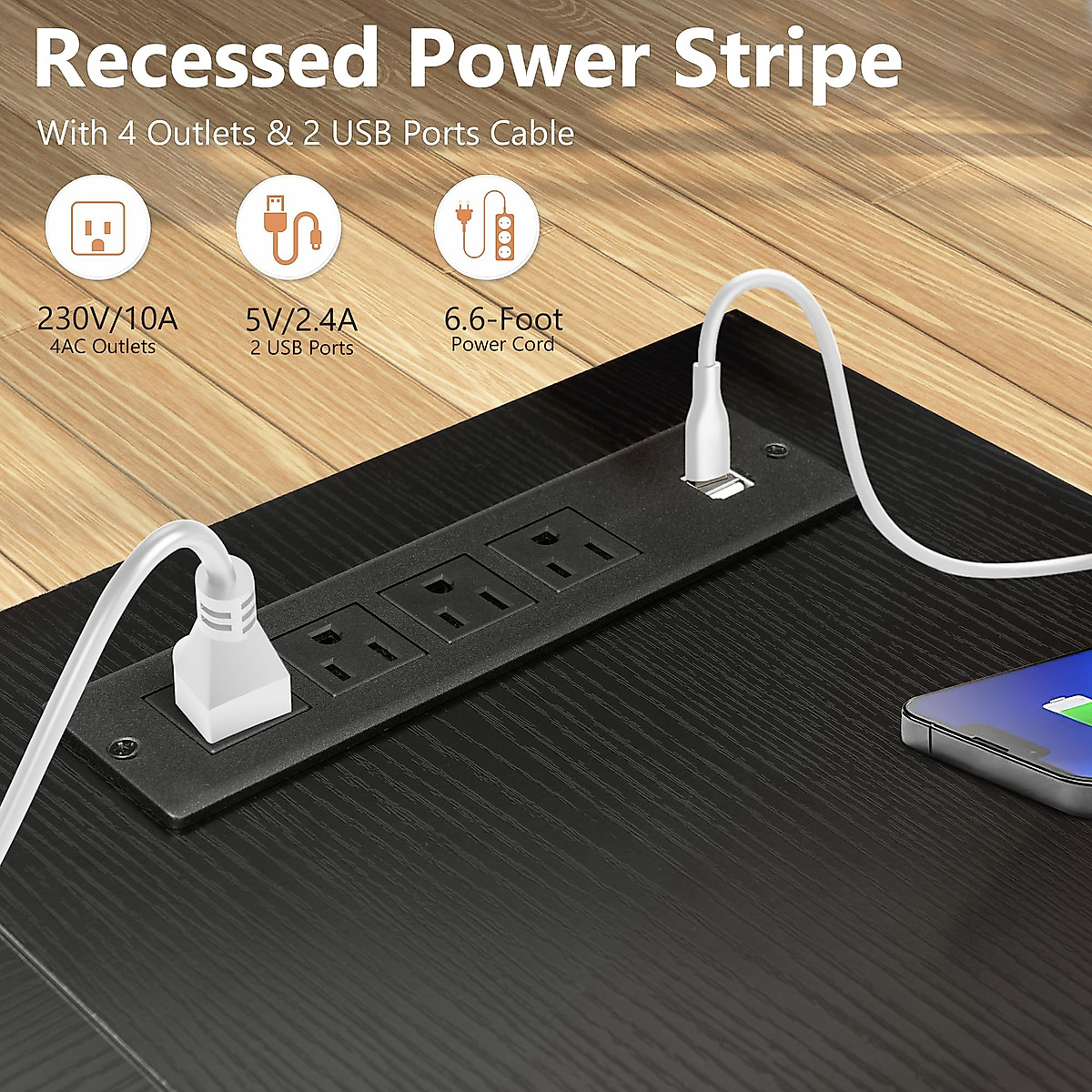 JOINHOM L-Shaped Desk with Drawers - 55 in Reversible Black Office Desk for Home Office, Computer Desk with Storage for Bedroom, L-Shaped Computer Desk with USB Ports and Bookshelf