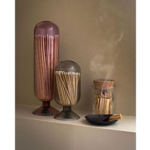 Skeem Fireplace Glass Match Cloche with Striker - Violet - Includes 120 Long Matches - Trendy Matches, Colorful Matches